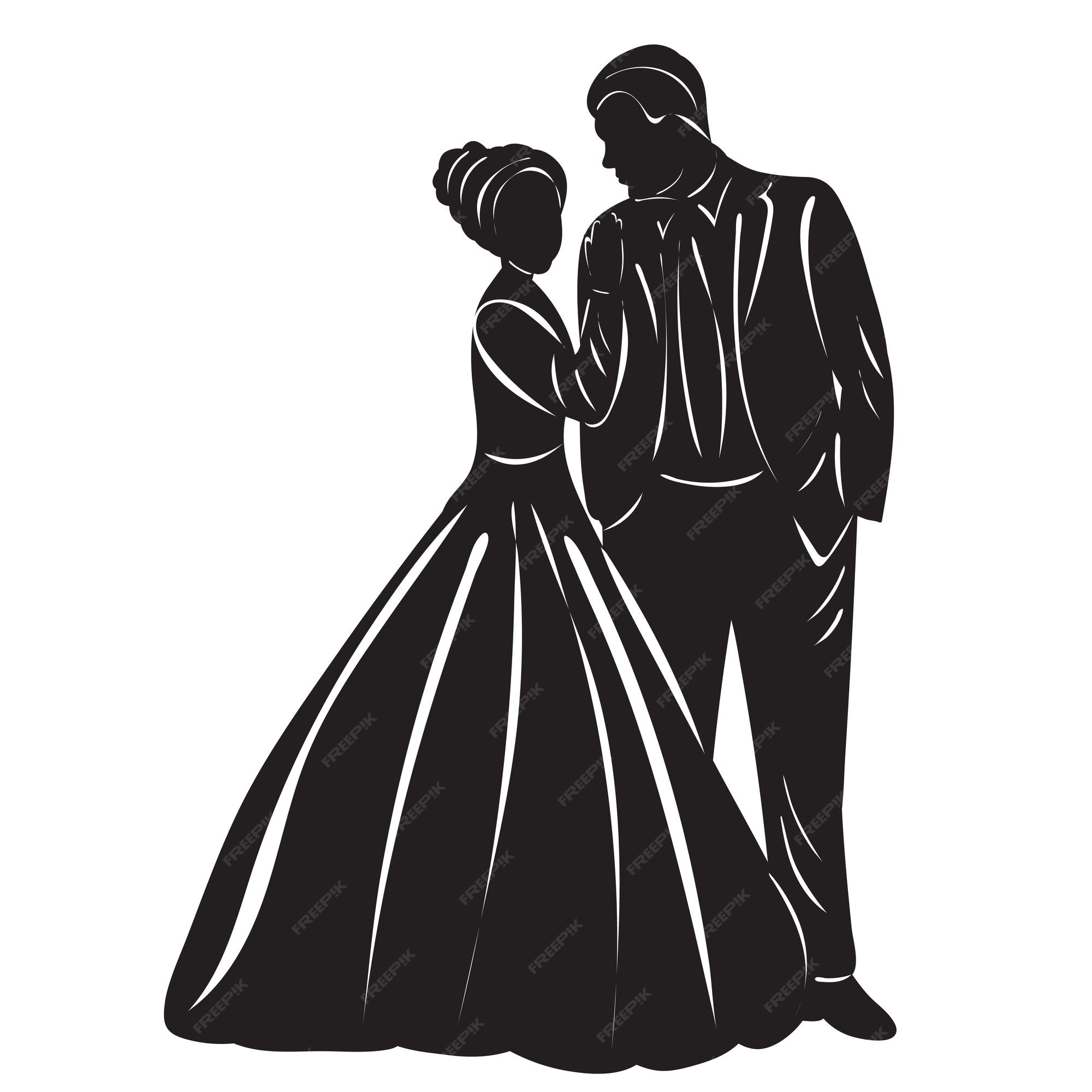 Premium Vector Bride And Groom Silhouette On White Background Vector