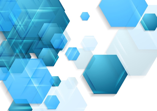 Premium Vector | Bright blue glossy hexagons abstract geometric background Premium Vector | Bright blue glossy hexagons abstract geometric background