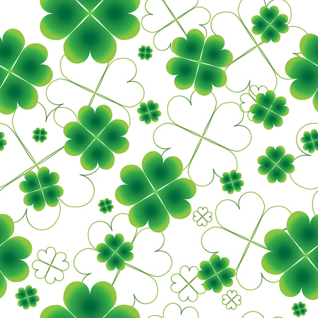 Premium Vector Bright Seamless Pattern With Fourleaf Clover On