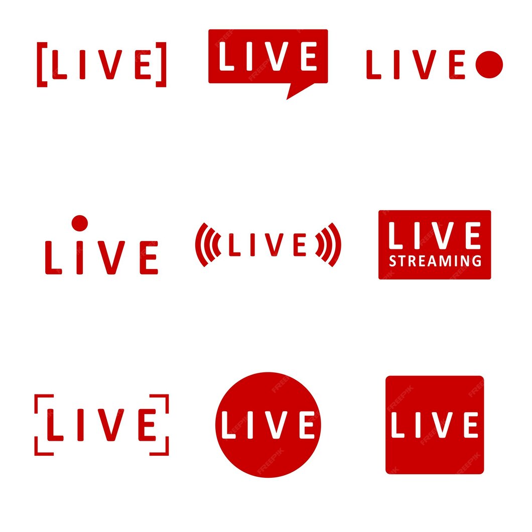 Premium Vector | Broadcast mark live for video stream play Premium Vector | Broadcast mark live for video stream play