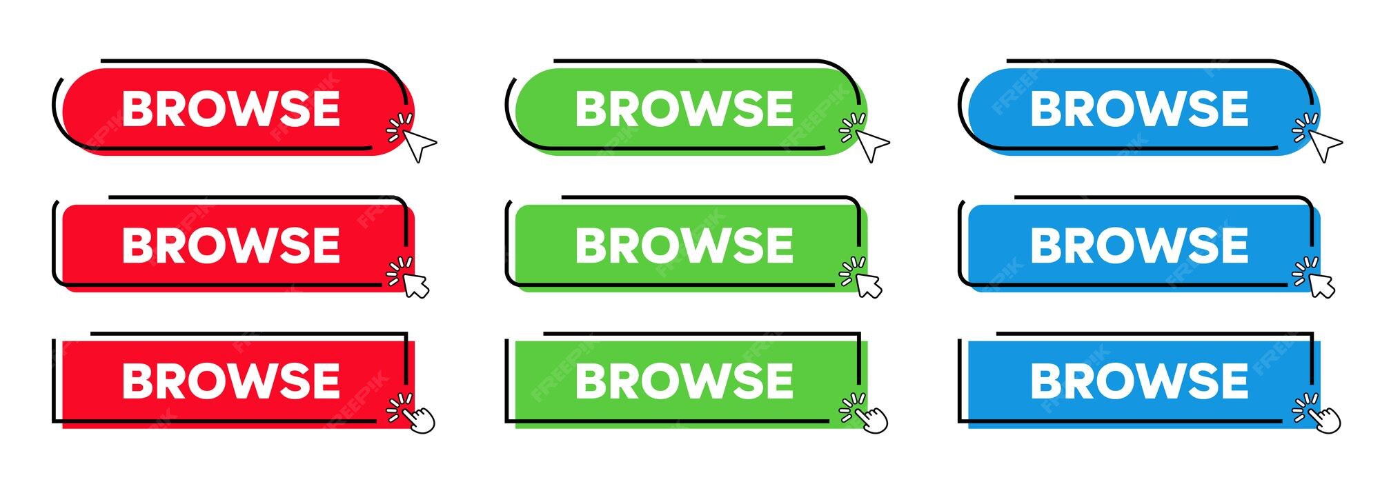 Premium Vector | Browse Buttons with Click cursor or arrow point Modern ...
