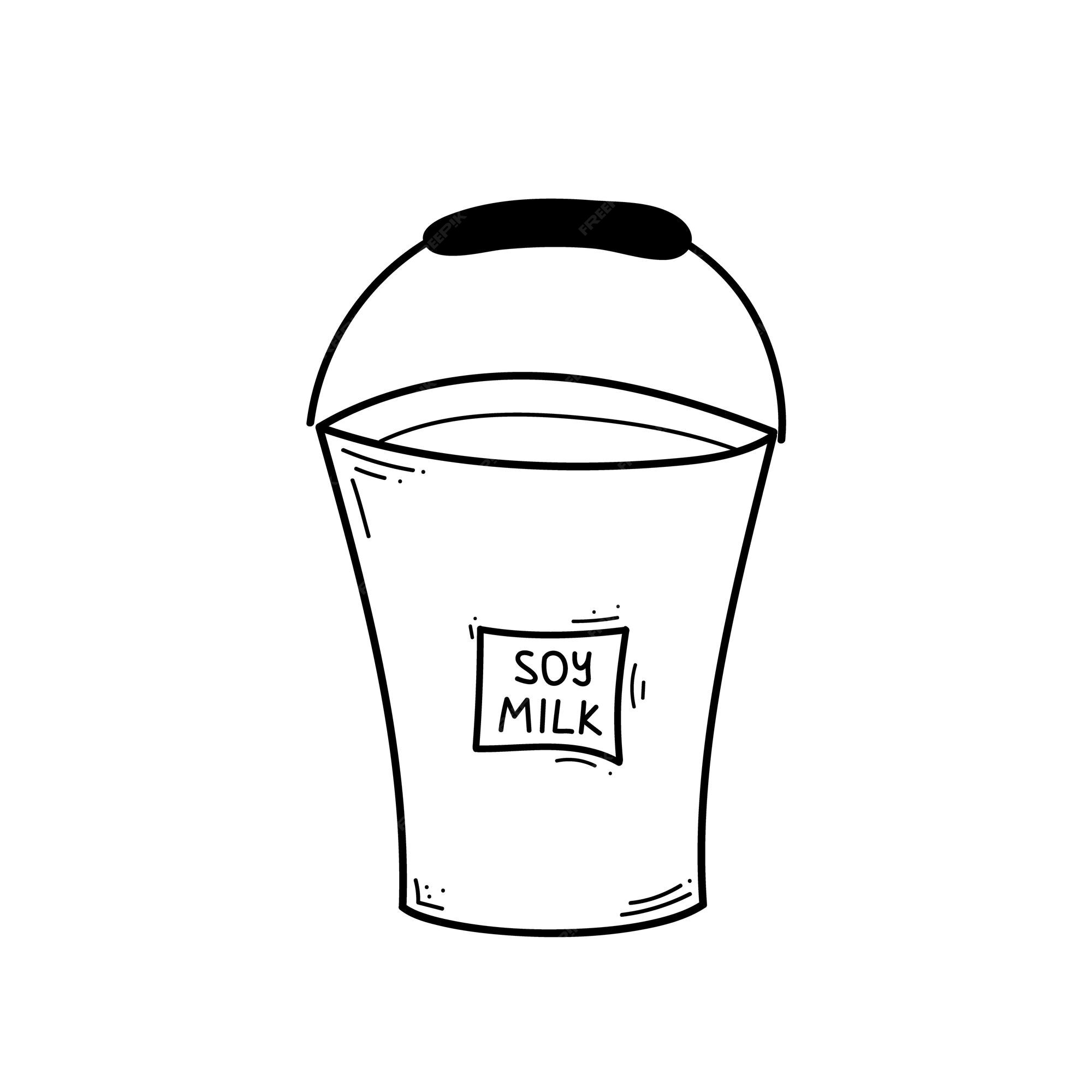 Premium Vector A Bucket Of Soy Milk In Doodle Style Hand Drawn Barrel Of Soy Drink A Can