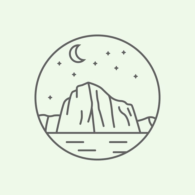 Premium Vector Budge Yosemite National Park Line Art Logo El Capitan