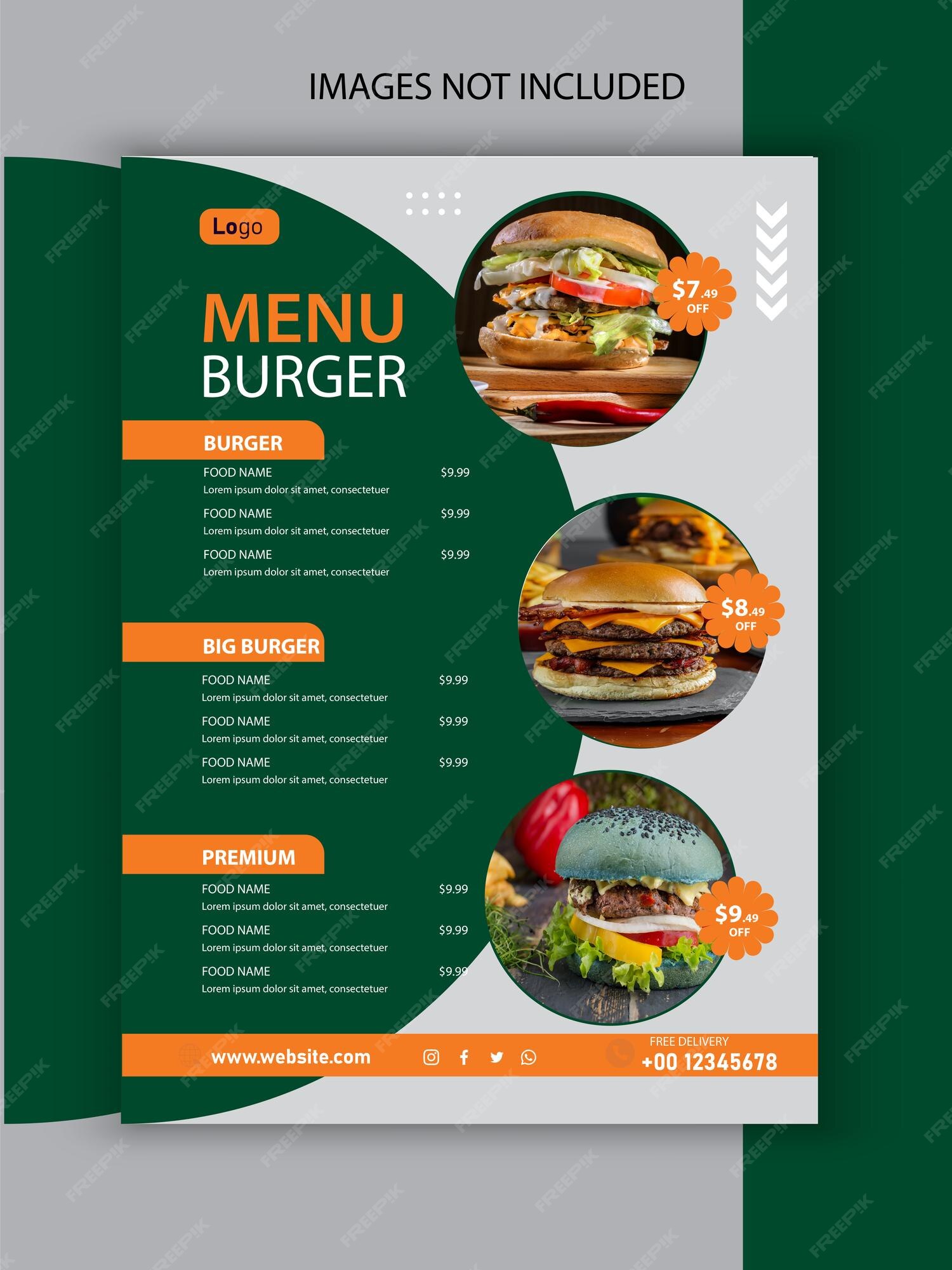 Premium Vector Burgers Restaurant Menu Template