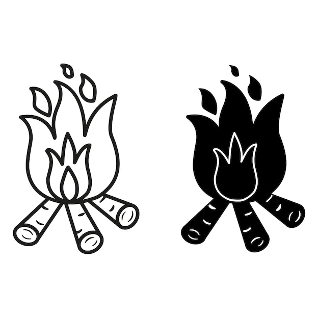 Premium Vector | Burning Bonfire Icons on Logs Premium Vector | Burning Bonfire Icons on Logs