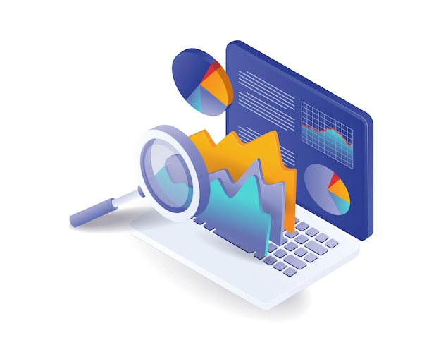 Premium Vector | Business analyst computer data Premium Vector | Business analyst computer data