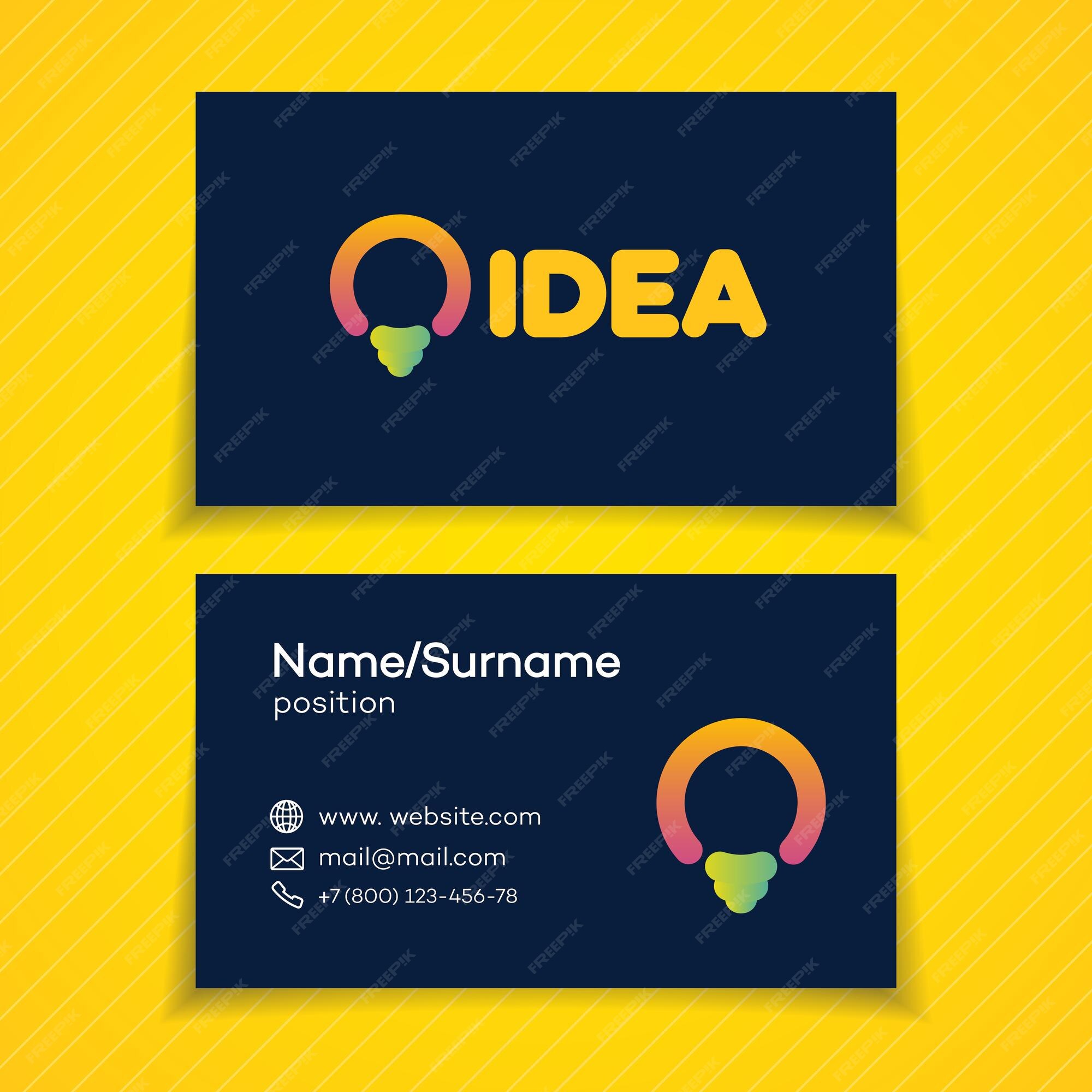 Premium Vector | Business card with idea logo with light bulb for smart solution, creative ...