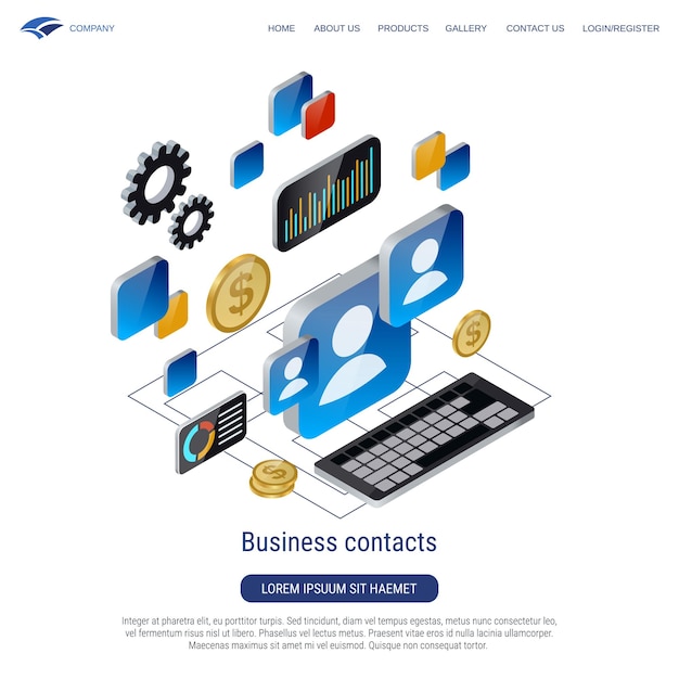 Premium Vector | Business contacts flat 3d isometric vector concept ... Premium Vector | Business contacts flat 3d isometric vector concept ...