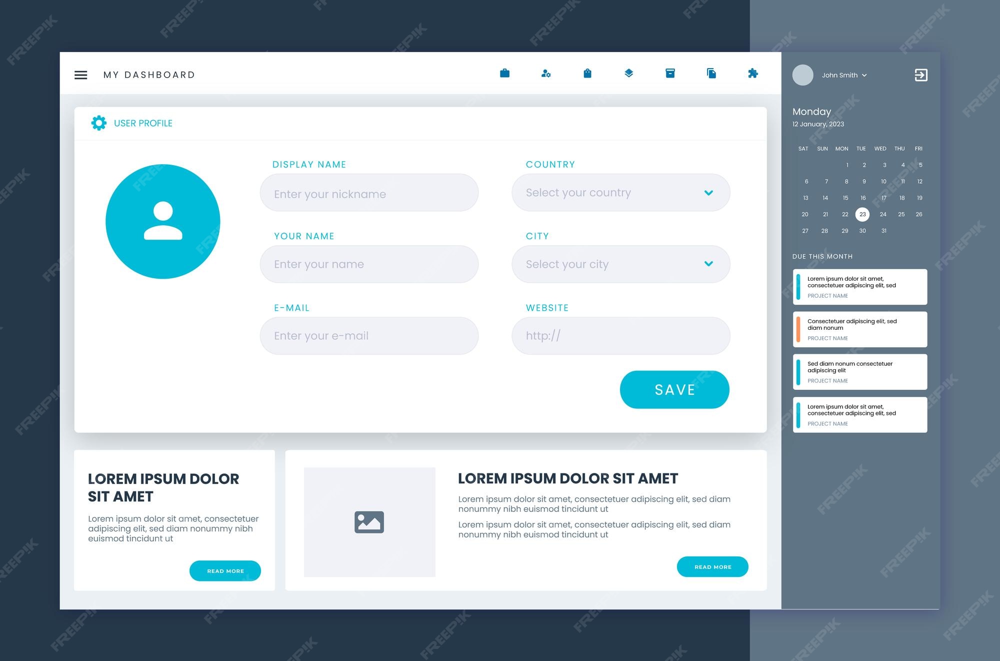 Premium Vector | Business dashboard design for web applications and website. dashboard template ...