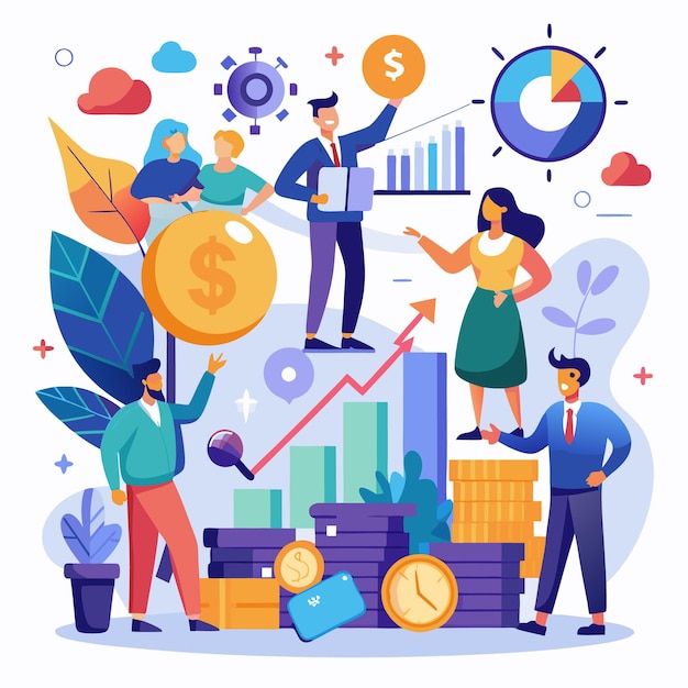 Premium Vector | Business Growth Strategy with Team Collaboration Premium Vector | Business Growth Strategy with Team Collaboration