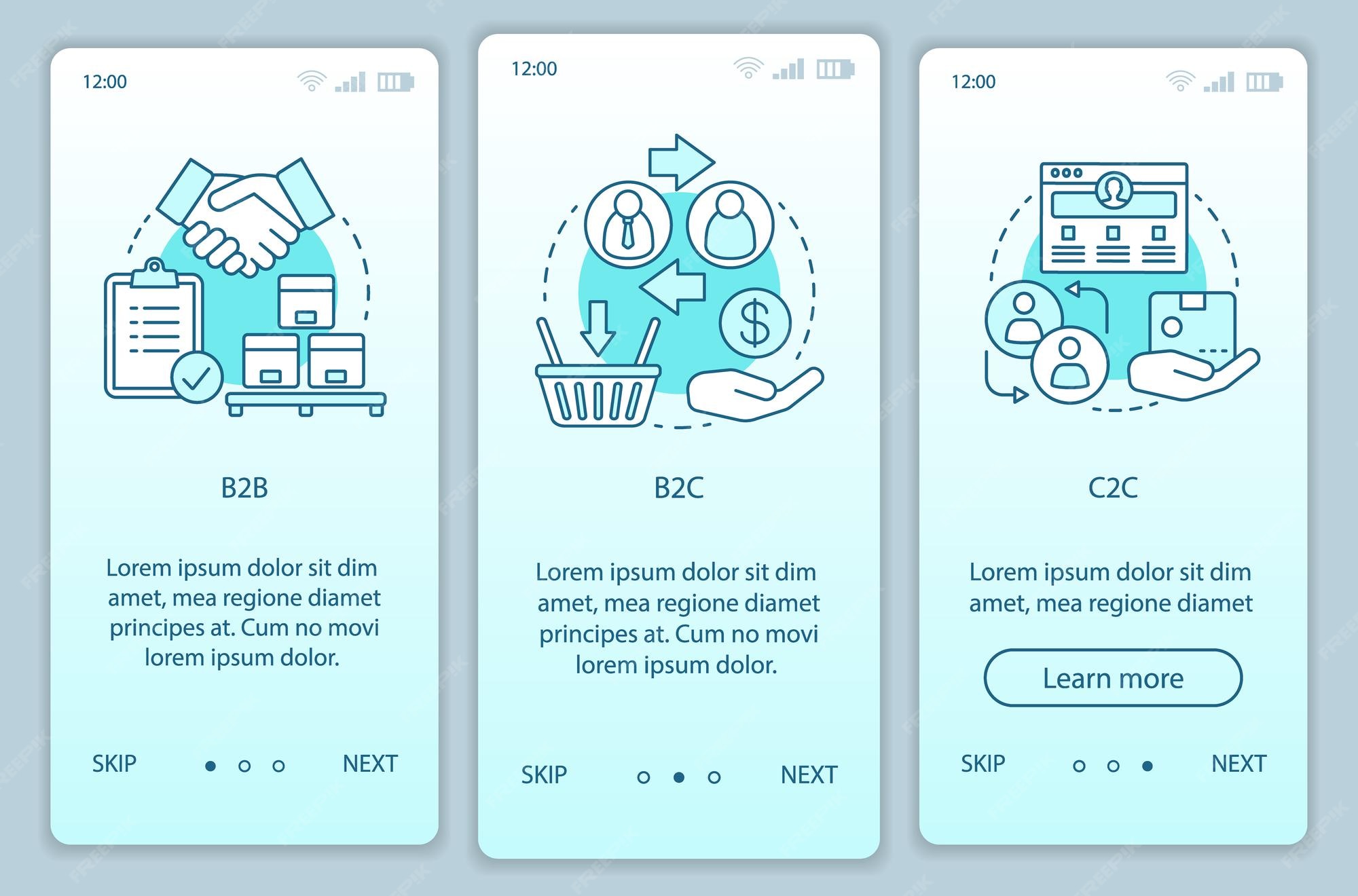 Premium Vector | Business models onboarding mobile app page screen ...