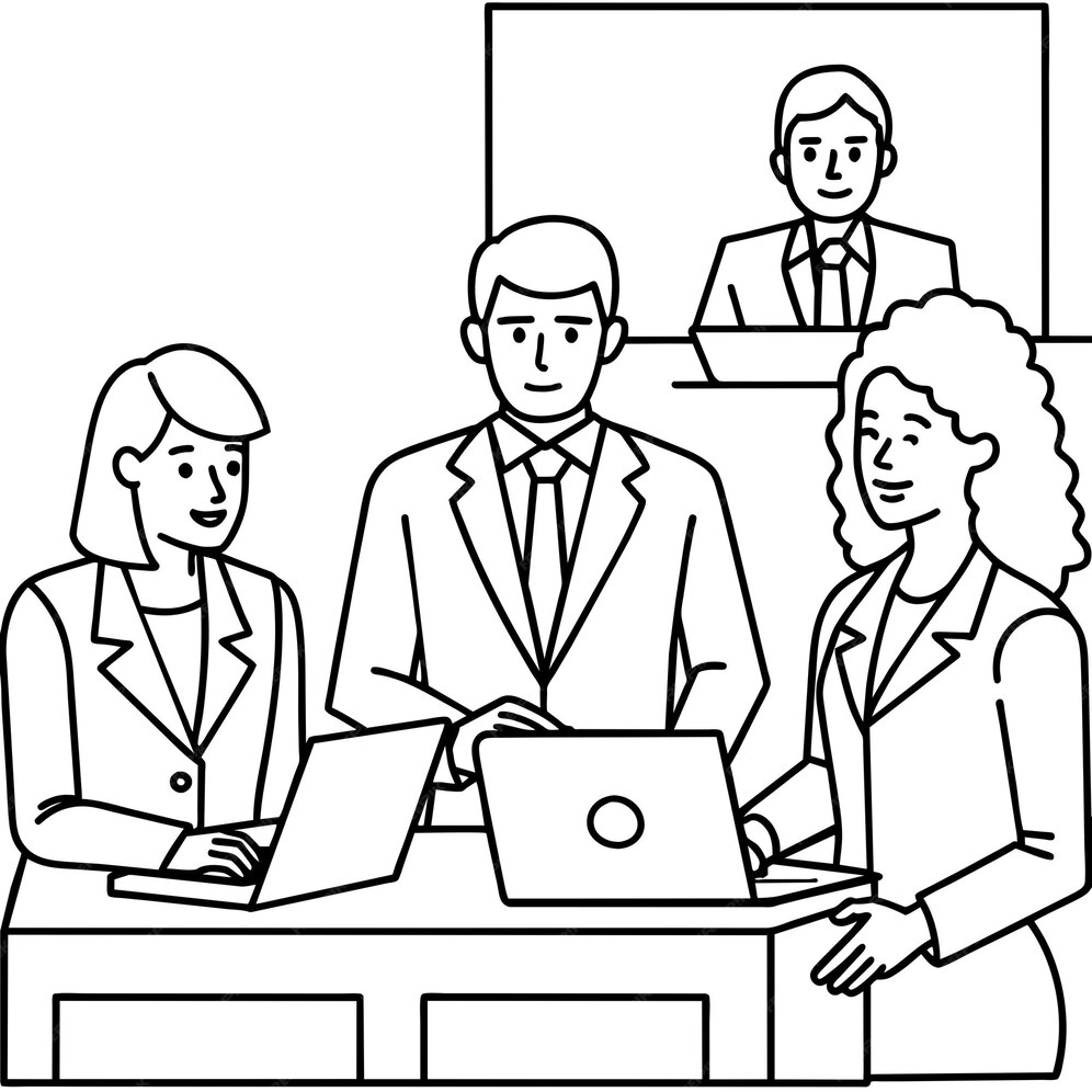 Business people working together illustration black and white | Premium ... Business people working together illustration black and white | Premium ...