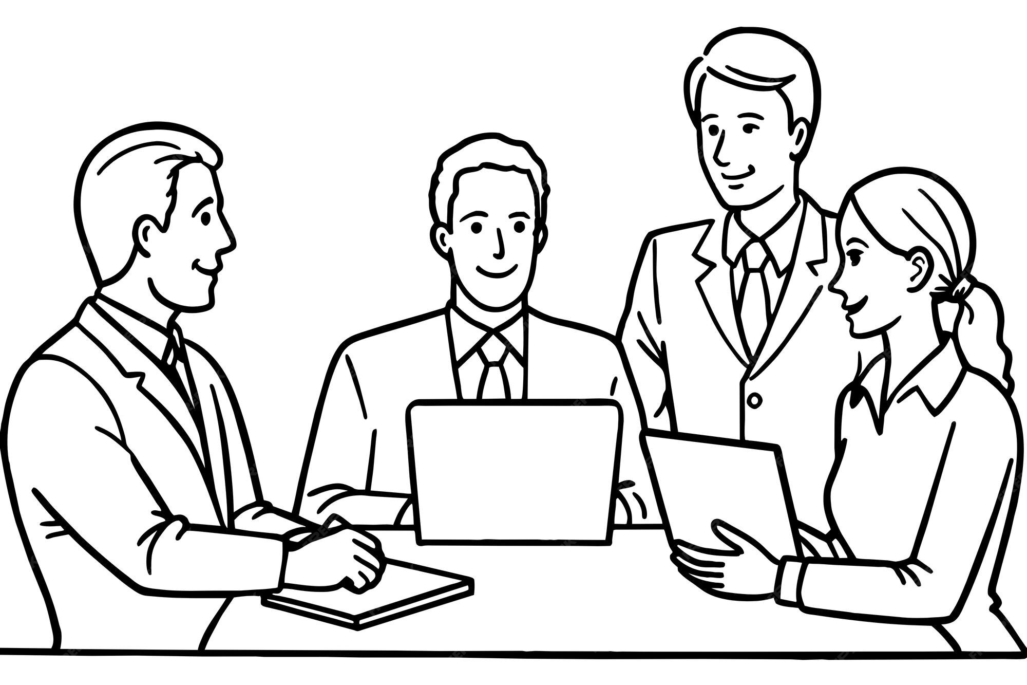 Premium Vector | Business people working together at office Black and ... Premium Vector | Business people working together at office Black and ...