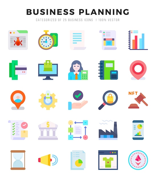 Premium Vector | Business Planning Flat icons Vector Flat illustration Premium Vector | Business Planning Flat icons Vector Flat illustration