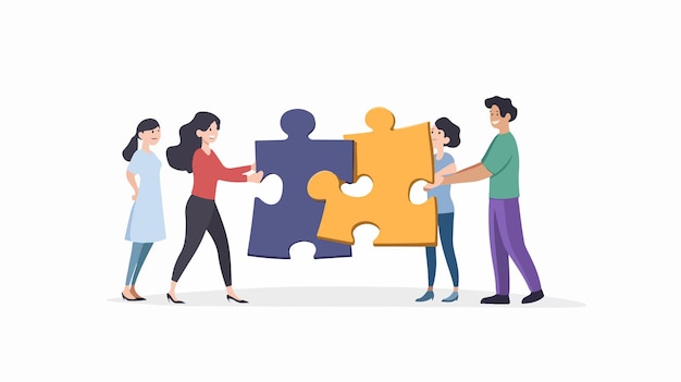 Business Solution Concept Characters Assemble | Premium AI-generated vector Business Solution Concept Characters Assemble | Premium AI-generated vector