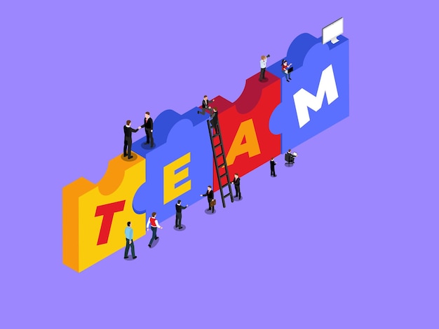 Premium Vector | Business team metaphor people connecting puzzle elements Premium Vector | Business team metaphor people connecting puzzle elements