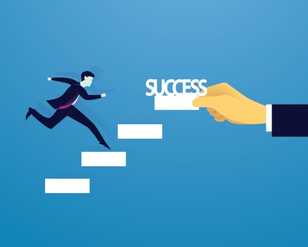 Premium Vector | Businessman climb success ladder Premium Vector | Businessman climb success ladder