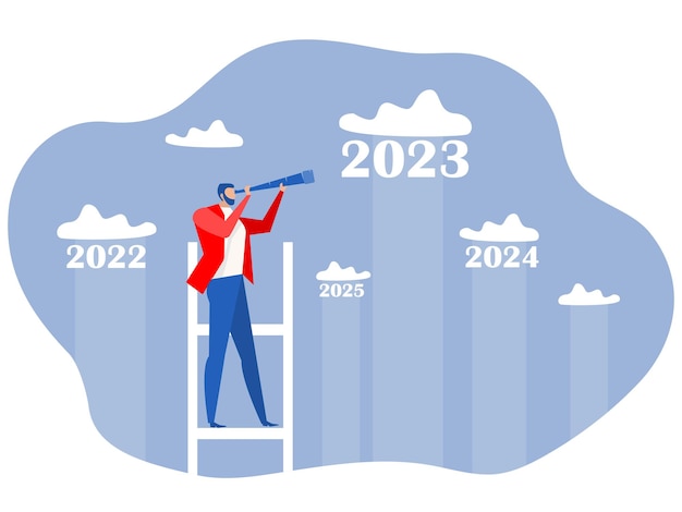 Premium Vector | Businessman climbing stairs to look through telescope ... Premium Vector | Businessman climbing stairs to look through telescope ...
