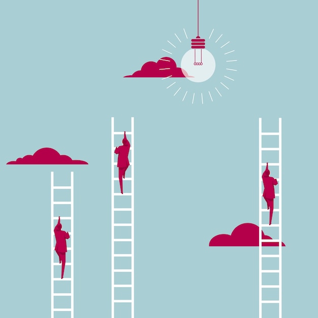 Premium Vector | Businessman climbs the ladder. isolated on blue ... Premium Vector | Businessman climbs the ladder. isolated on blue ...