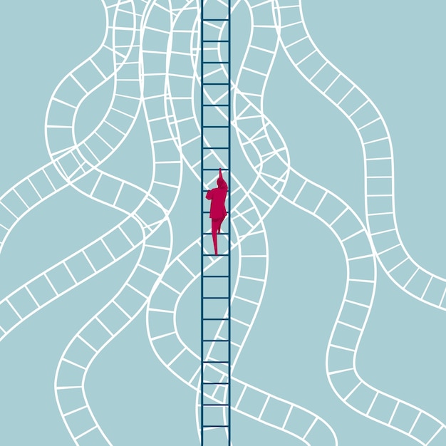 Premium Vector | Businessman climbs the ladder. isolated on blue ... Premium Vector | Businessman climbs the ladder. isolated on blue ...