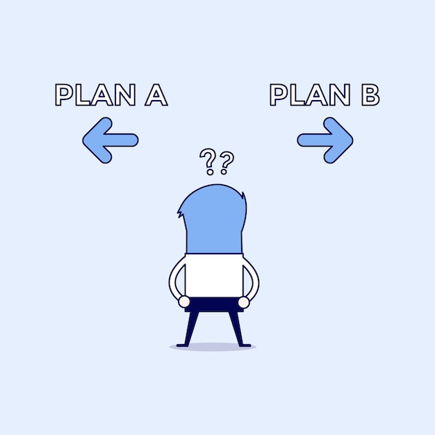 Premium Vector | Businessman confused about two choices plan a and plan ... Premium Vector | Businessman confused about two choices plan a and plan ...