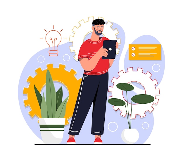 Premium Vector | Businessman does checking list Premium Vector | Businessman does checking list