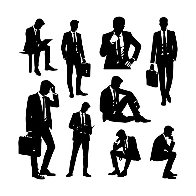 Premium Vector Businessman Pose Silhouette Vector Businessman Vector