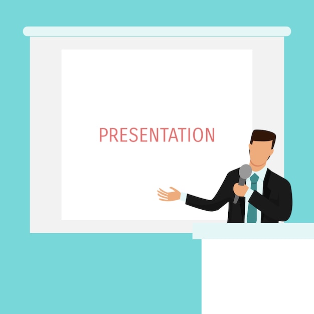 Premium Vector | Businessman on presentation illustration. Premium Vector | Businessman on presentation illustration.