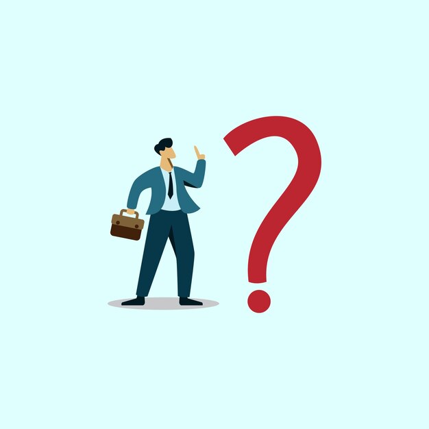 Premium Vector | Businessman question problem solving think about ... Premium Vector | Businessman question problem solving think about ...