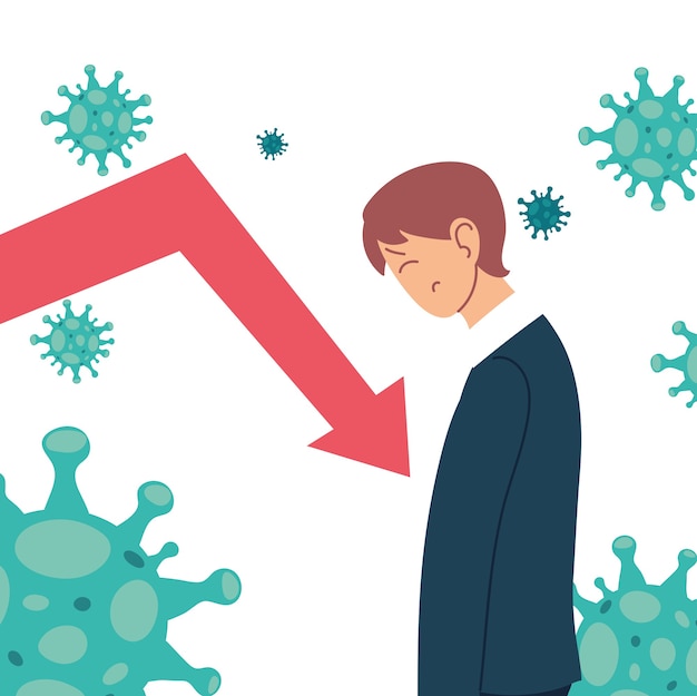 Premium Vector | Businessman with headache and decrease arrow