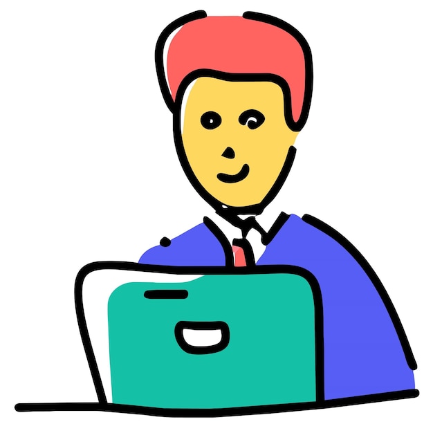 Premium Vector Businessman Working With A Laptop Businessman Icon