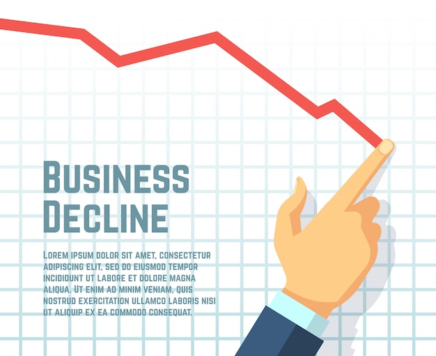 Premium Vector | Businessmans hand drawing decrease graph.