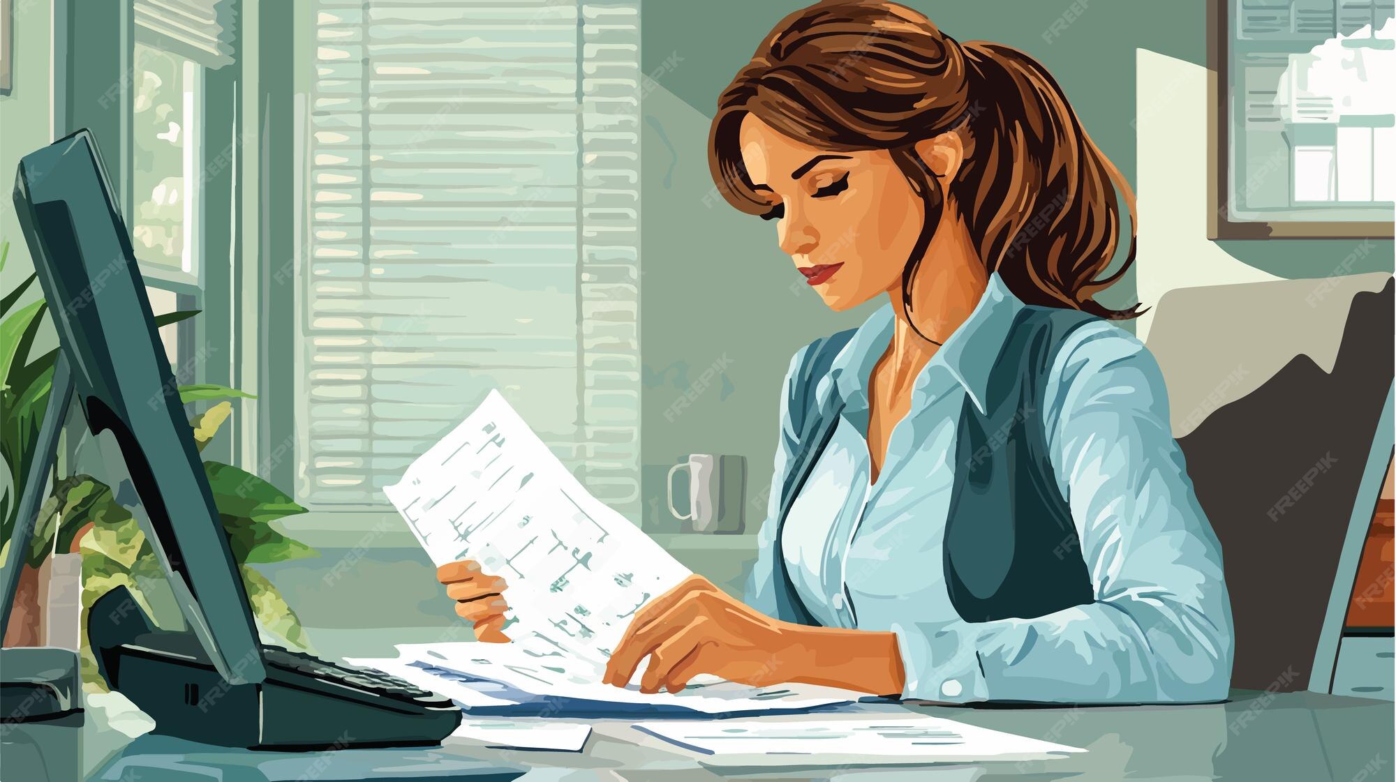 Businesswoman Organizing Tax Documents vector illustration | Premium AI ... Businesswoman Organizing Tax Documents vector illustration | Premium AI ...