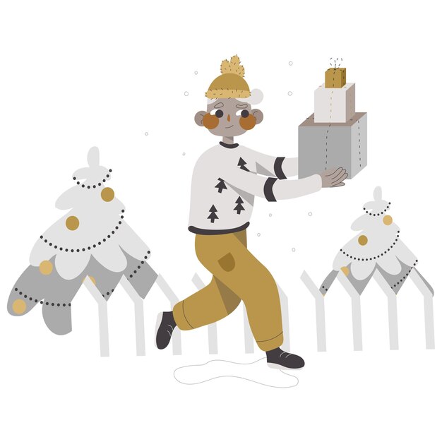 Premium Vector | Buying christmas gifts Premium Vector | Buying christmas gifts