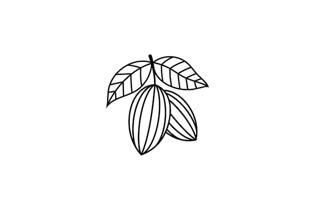 Premium Vector | Cacao fruit logo design vector with line art design style Premium Vector | Cacao fruit logo design vector with line art design style