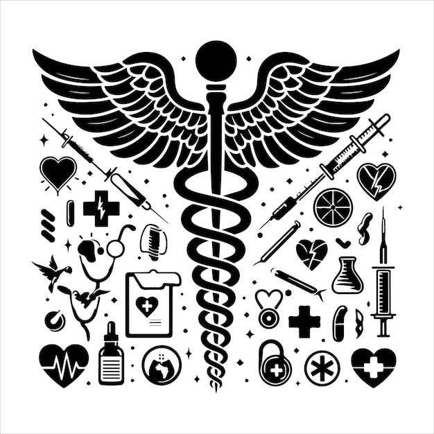Caduceus health symbol asclepiuss wand icon healthcare conceptual ... Caduceus health symbol asclepiuss wand icon healthcare conceptual ...