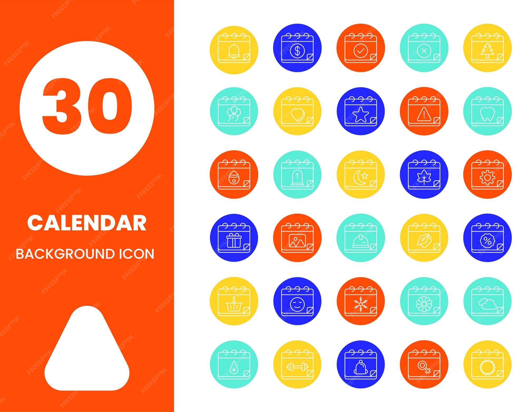 Premium Vector | Calendar icon set background color icon Premium Vector | Calendar icon set background color icon