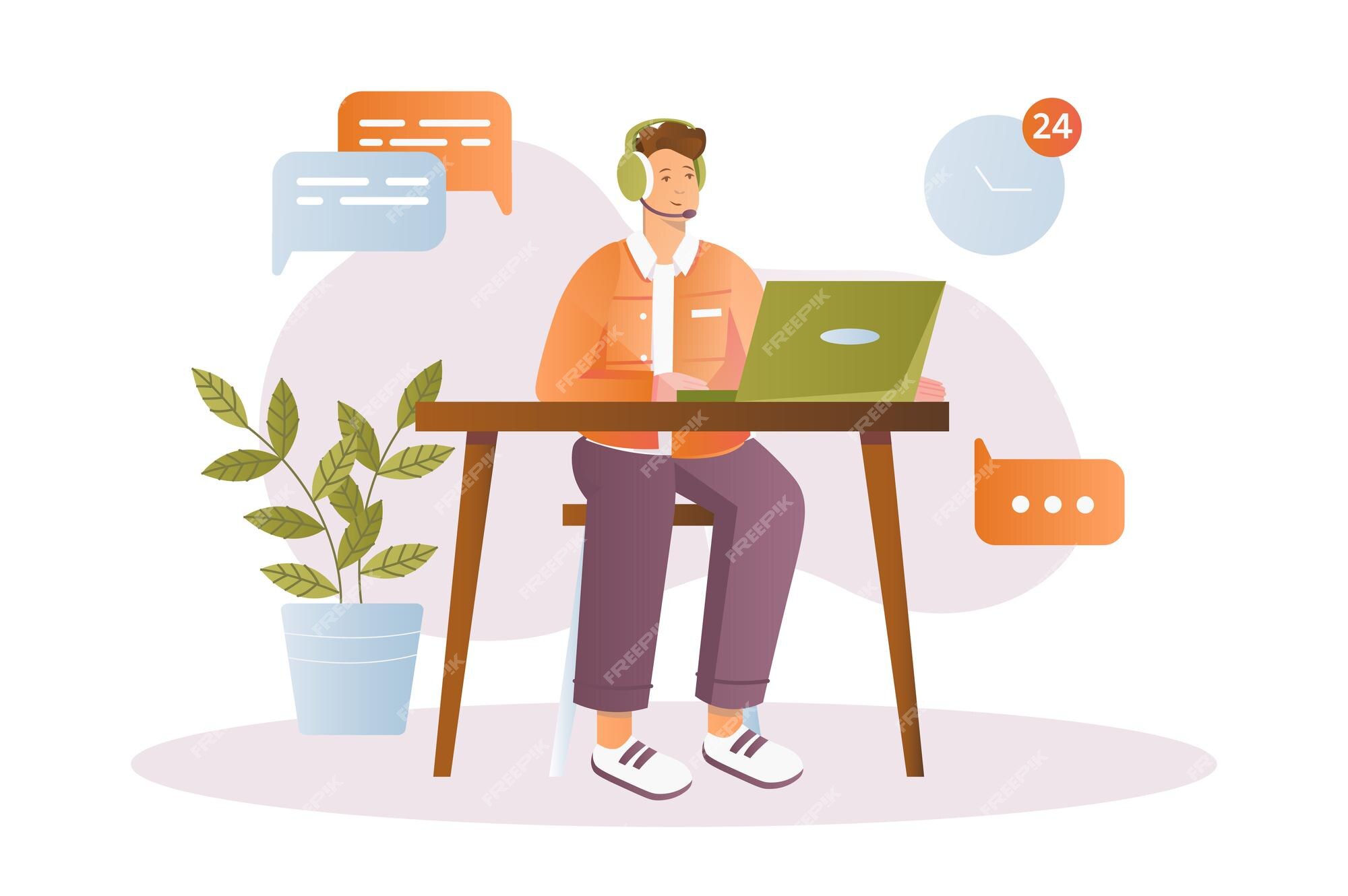 Premium Vector | Call center concept with people scene in the flat ... Premium Vector | Call center concept with people scene in the flat ...