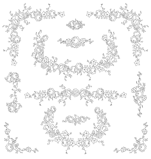 Premium Vector | Calligraphic floral elements vector set Premium Vector | Calligraphic floral elements vector set