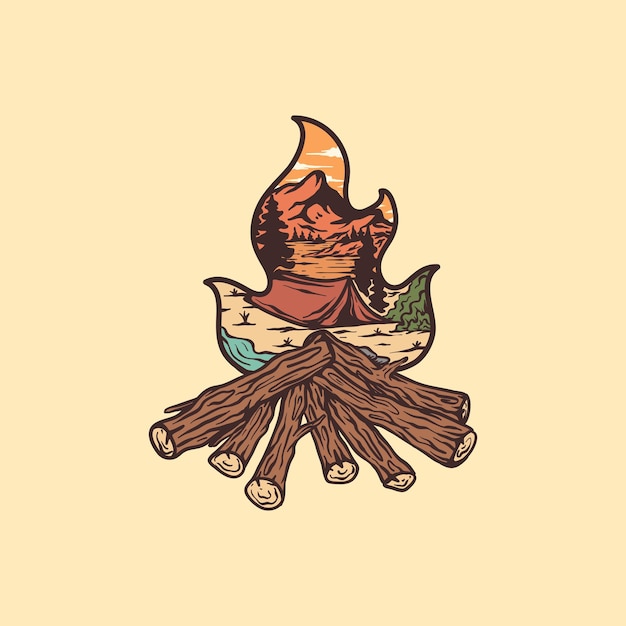 Premium Vector | Campfire illustration handdrawn vector Premium Vector | Campfire illustration handdrawn vector
