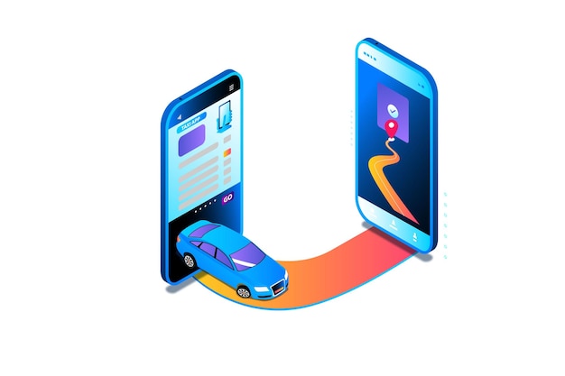 Premium Vector | Car Booking App Isometric Premium Vector | Car Booking App Isometric