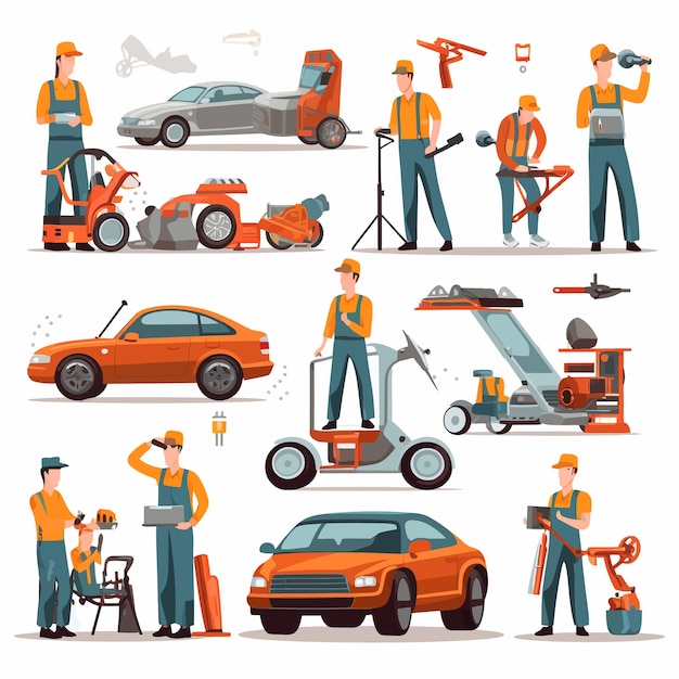 Premium Vector | Car_service_workersMechanic_fix_car_engine Premium Vector | Car_service_workersMechanic_fix_car_engine