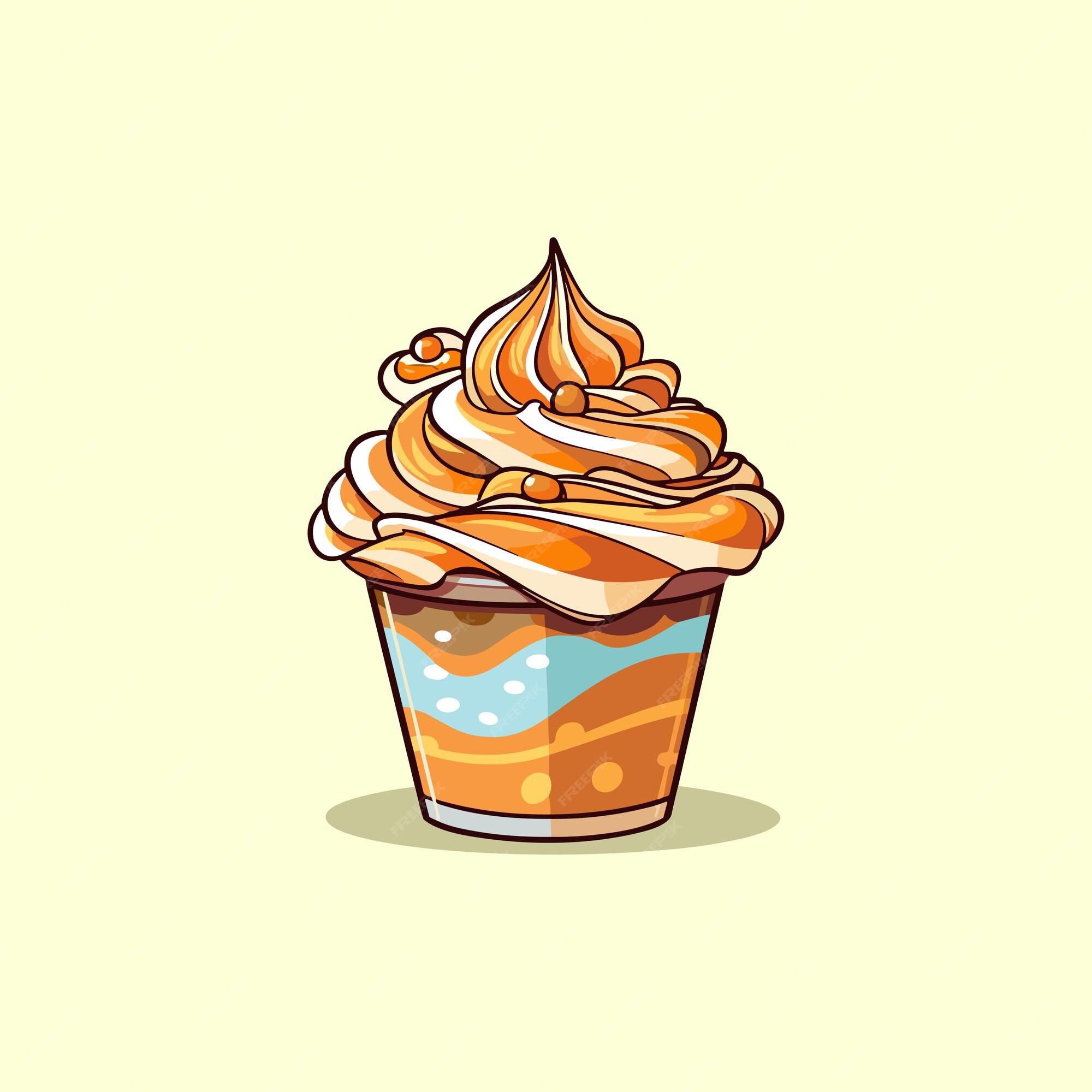 Premium Vector | Caramel swirl cheesecake ice cream clip art illustration Premium Vector | Caramel swirl cheesecake ice cream clip art illustration