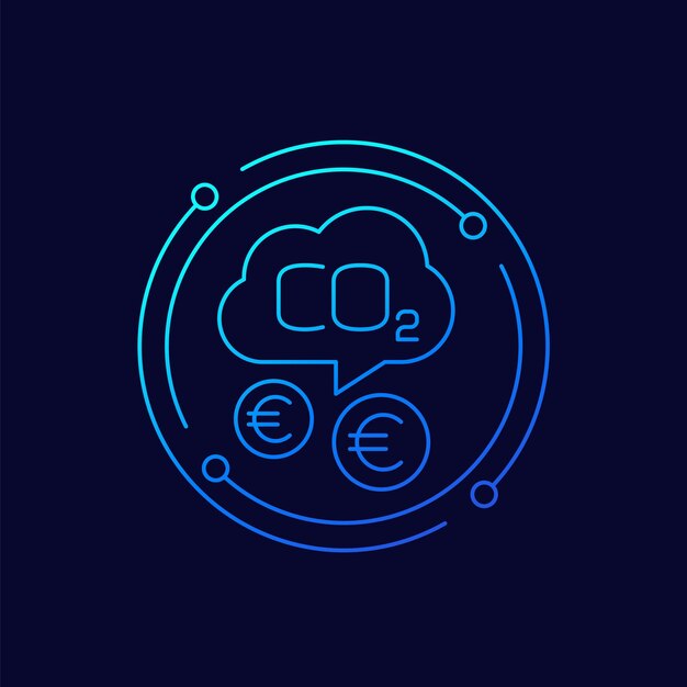 Premium Vector | Carbon emissions cost icon with euro linear design Premium Vector | Carbon emissions cost icon with euro linear design