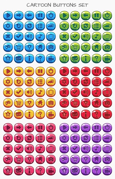 Premium Vector Cartoon Button Set Game Gui Element For Mobile Game