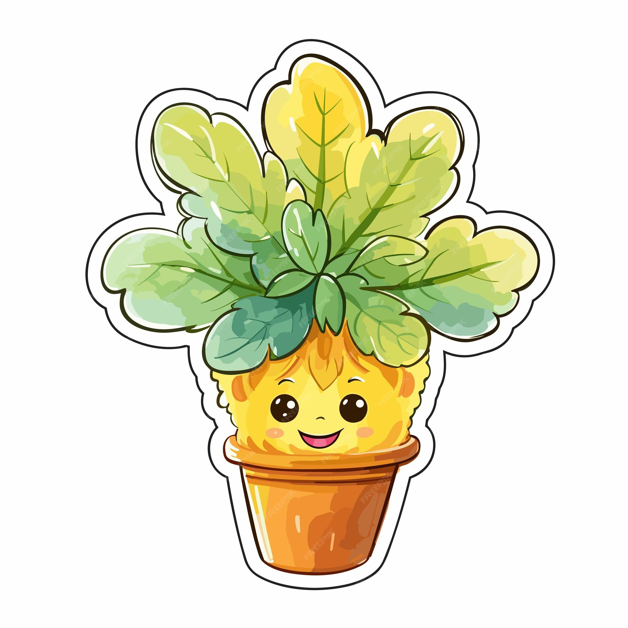 Premium Vector | Cartoon cactus in pot Premium Vector | Cartoon cactus in pot