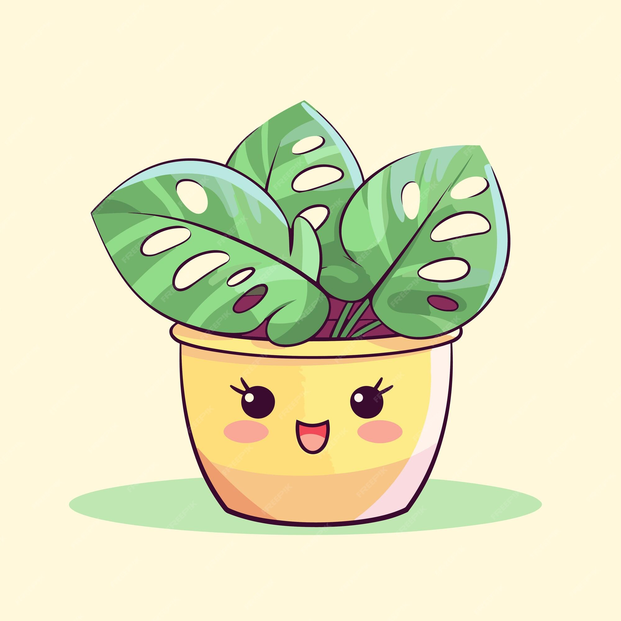 Premium Vector | Cartoon cactus in pot Premium Vector | Cartoon cactus in pot