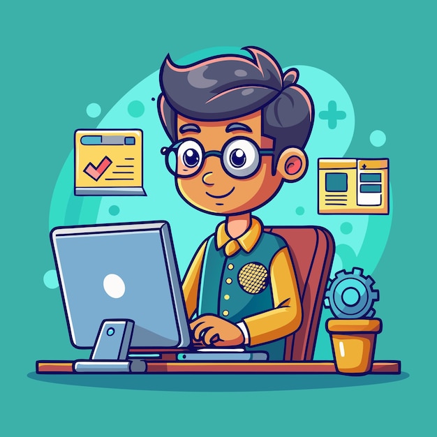 Premium Vector | Programmer Cartoon Character Coding Icon Vector Premium Vector | Programmer Cartoon Character Coding Icon Vector