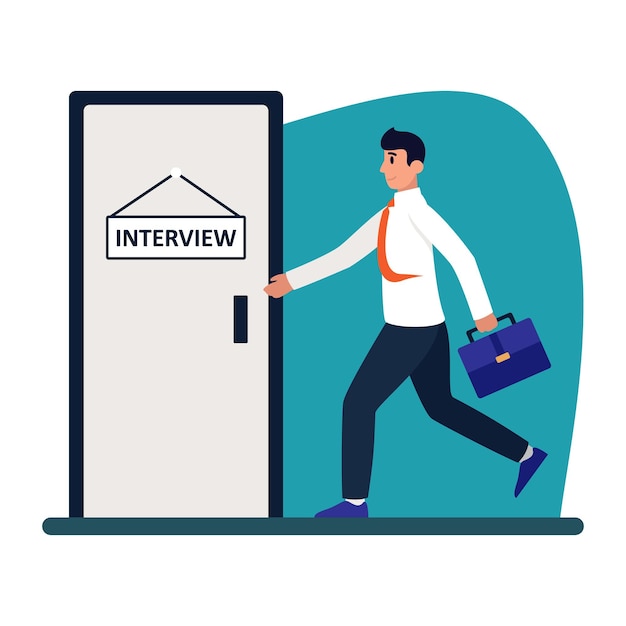 Premium Vector | Cartoon character of young man going to job interview Premium Vector | Cartoon character of young man going to job interview