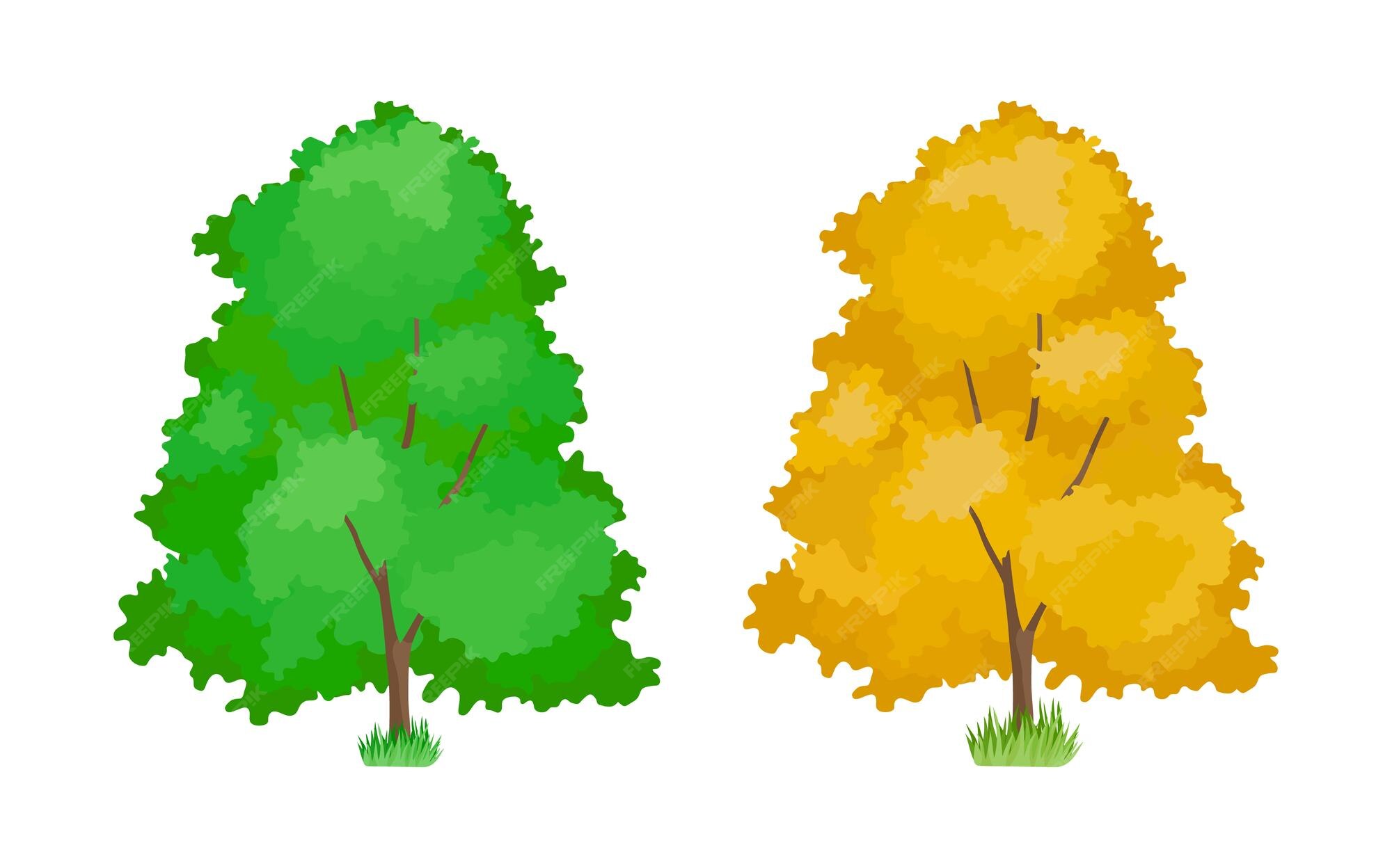 Premium Vector Cartoon Colorful Aspen Trees Cute Woody Plants Green And Yellow Eco Aspen Trees